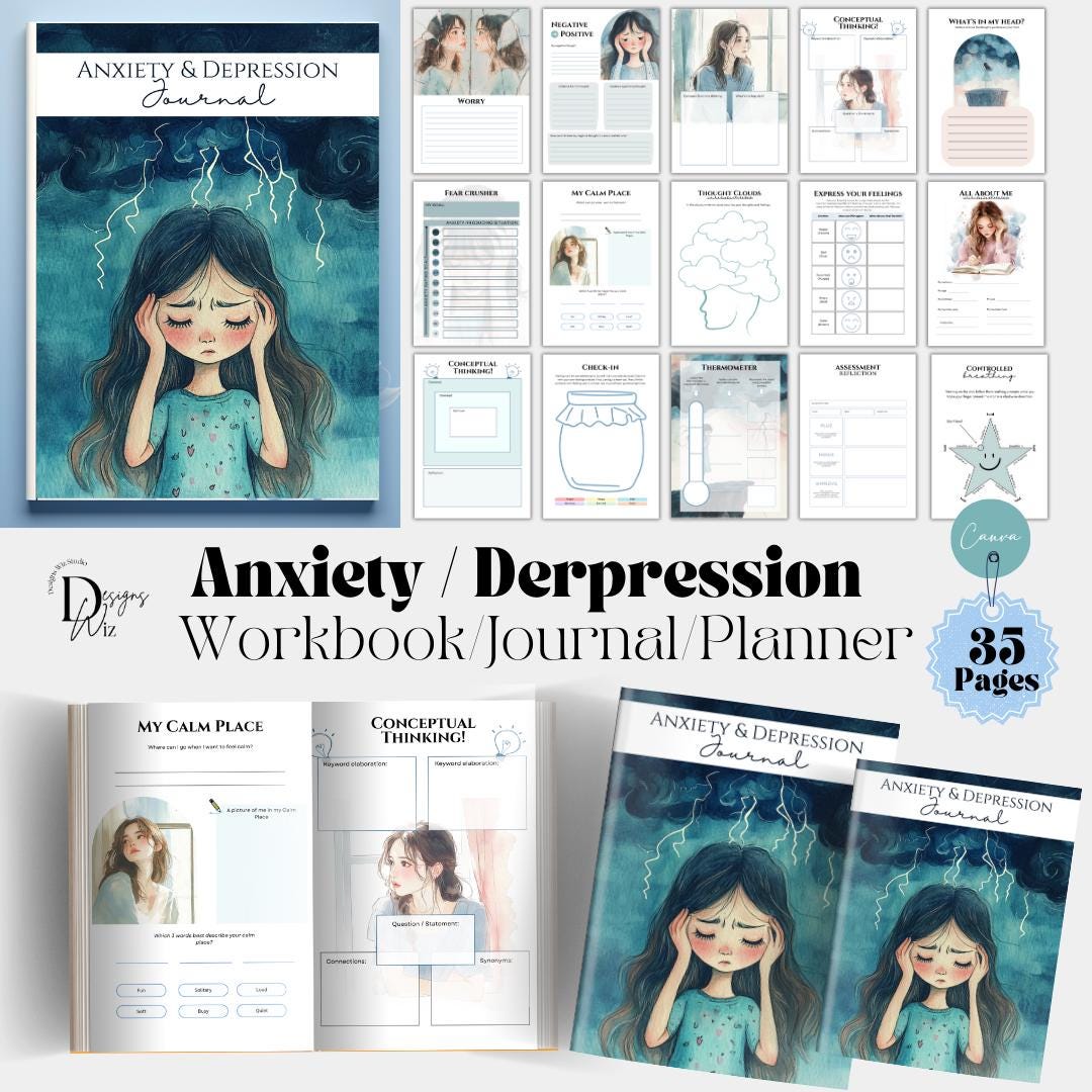 Anxiety Worksheet Journal Templates Therapy Worksheet CBT Worksheets ...