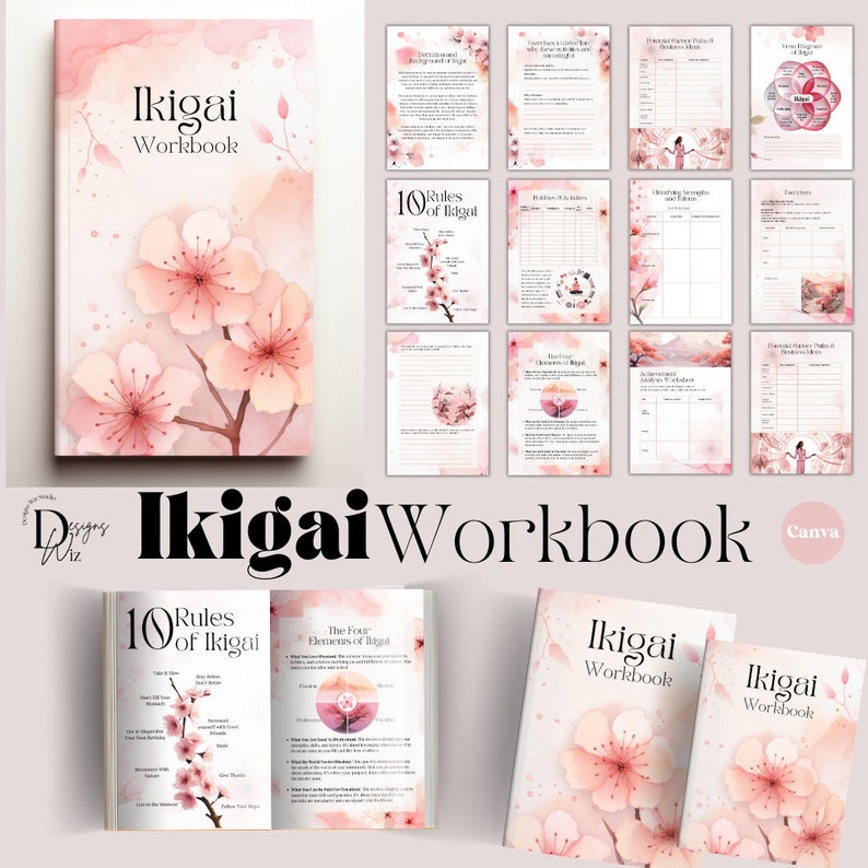 Ikigai Workbook Template Coaching Worksheet Printable Worksheets Canva ...