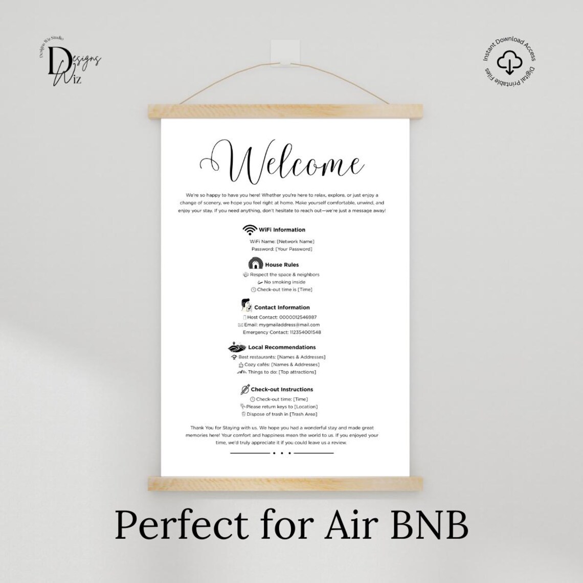 Welcome Sign for Air Bnb Welcome Sign for Hosts Welcome Poster Air BNB ...