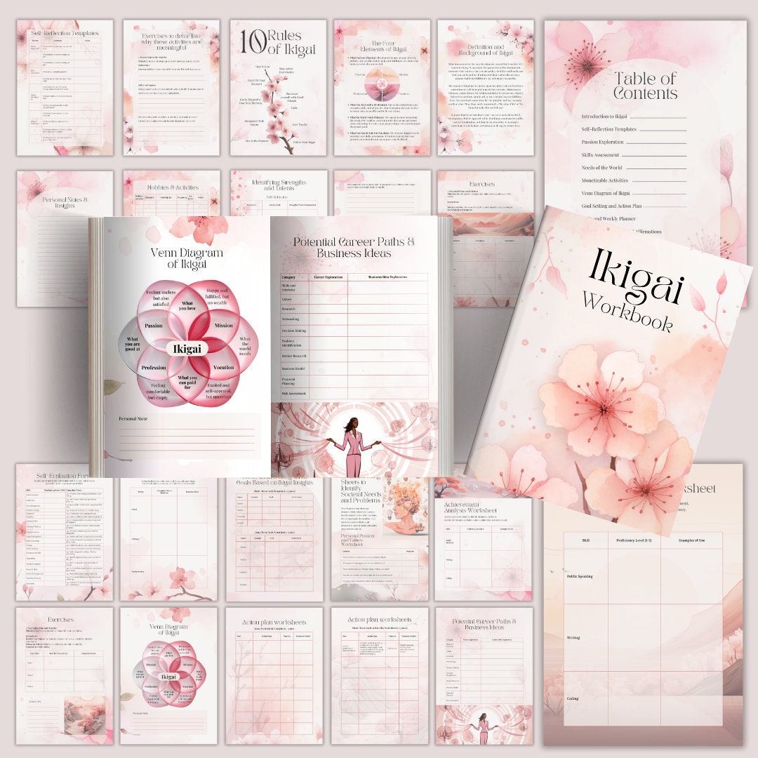 Ikigai Workbook Template Coaching Worksheet Printable Worksheets Canva ...