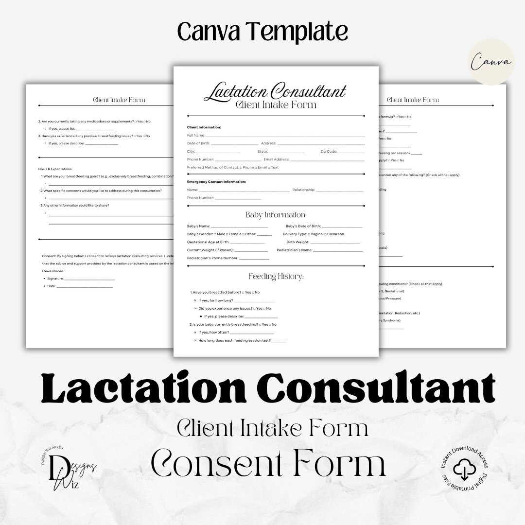 Consent Form for Lactation Consultant Client Intake Form Breastfeeding ...