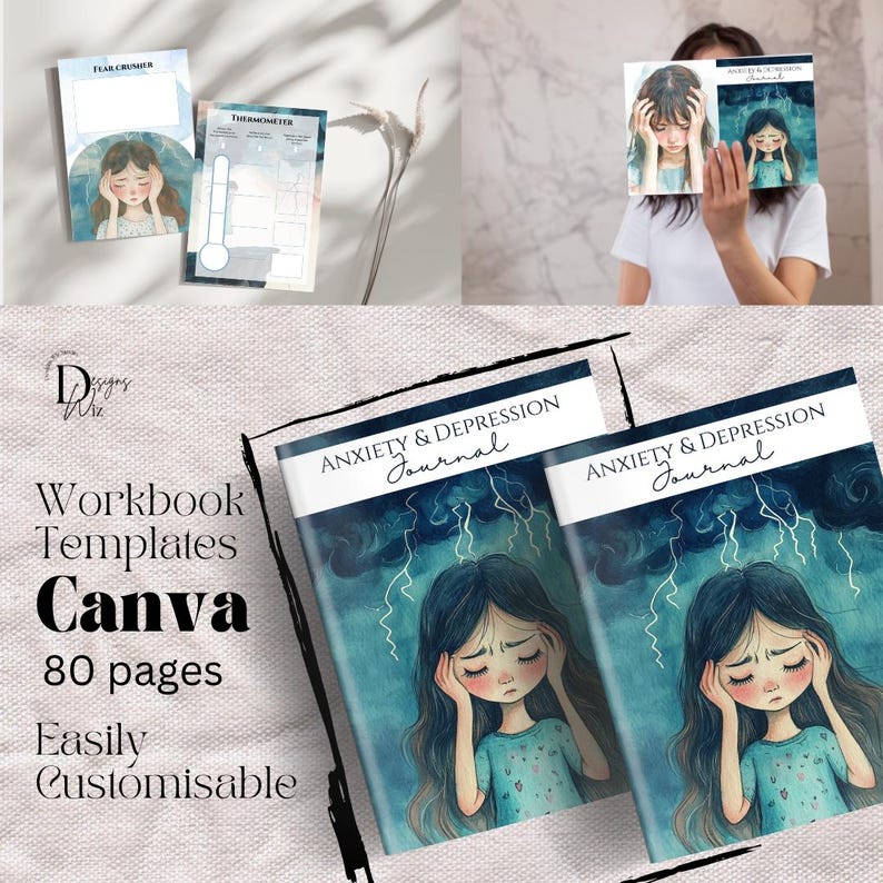 Anxiety Worksheet Journal Templates Therapy Worksheet CBT Worksheets ...