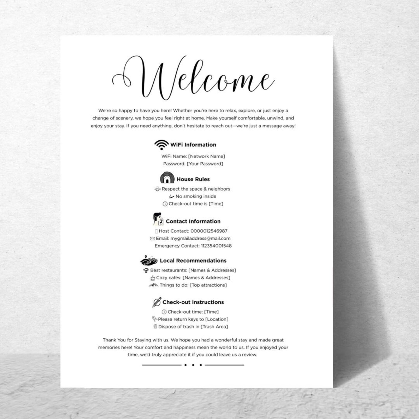Welcome Sign for Air Bnb Welcome Sign for Hosts Welcome Poster Air BNB ...