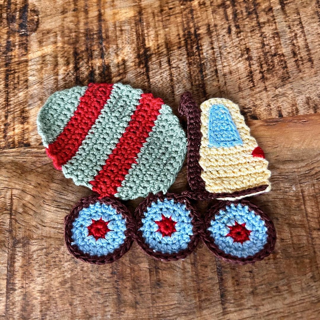 Mini Crochet Applique Patches - Turtle, Caterpillar, Guitar, Firetruck ...