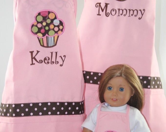 Mom Doll & Girls Apron Personalized Cupcake Pink Apron Set - Etsy