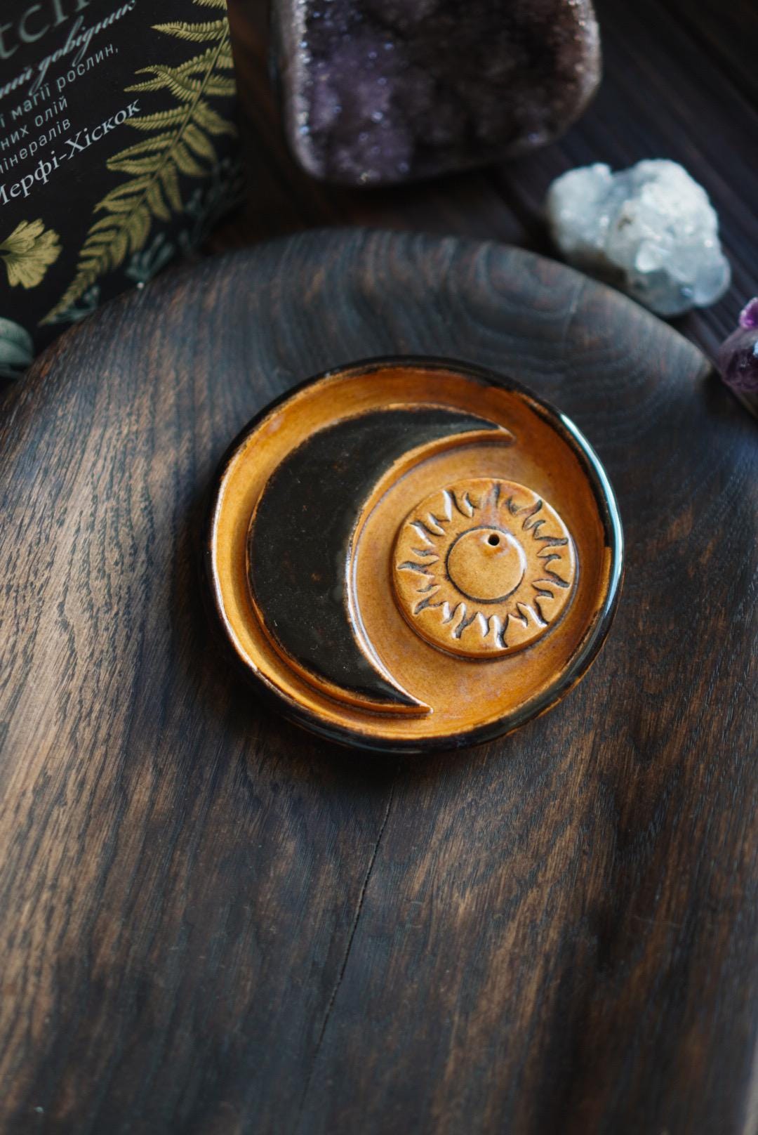 Ceramic Sun and Moon Incense Holder Handcrafted Ceramic Dish Altar ...