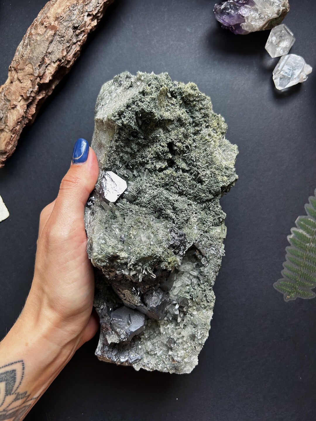 Quartz With Chlorite and Galena Rare Specimen Healing Crystal High ...