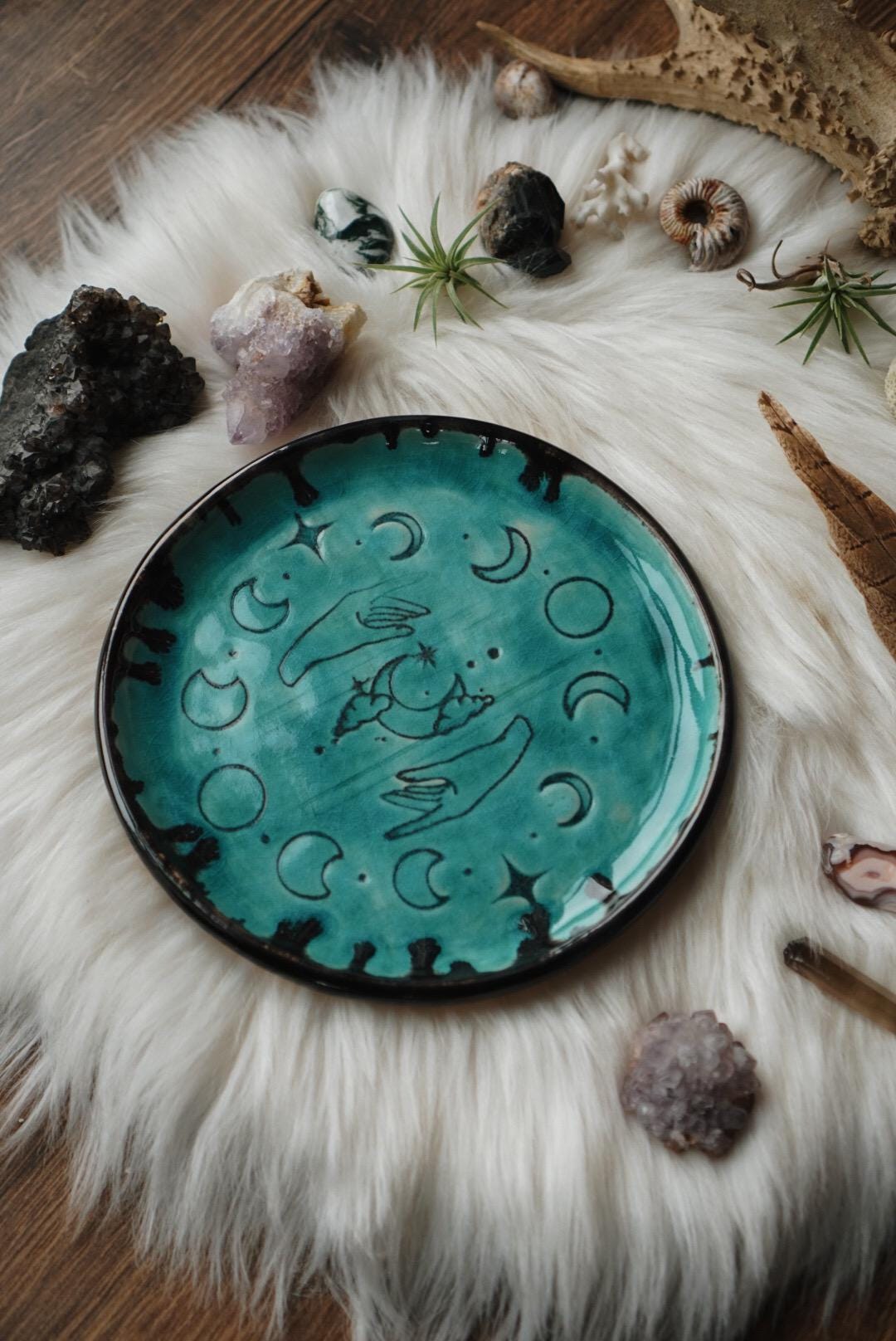 Witch Altar, Magic Ceramic, Crystal Holder, Jewelry Holder, Moon Phase ...