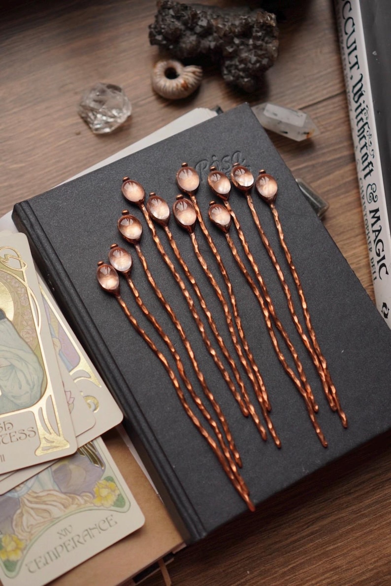 Rose Quartz Hair Pin: Handmade Copper Hair Stick - Etsy Canada