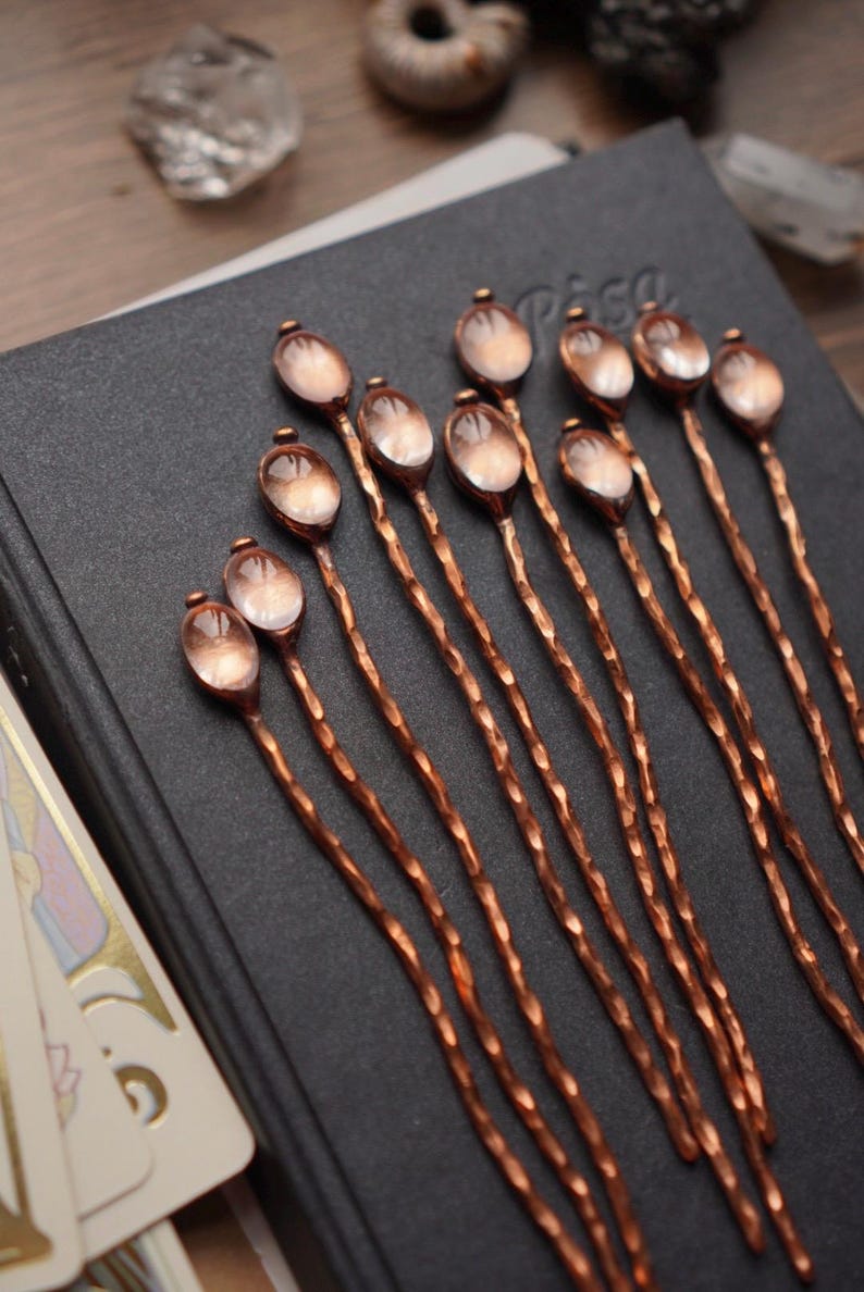 Rose Quartz Hair Pin: Handmade Copper Hair Stick - Etsy Canada