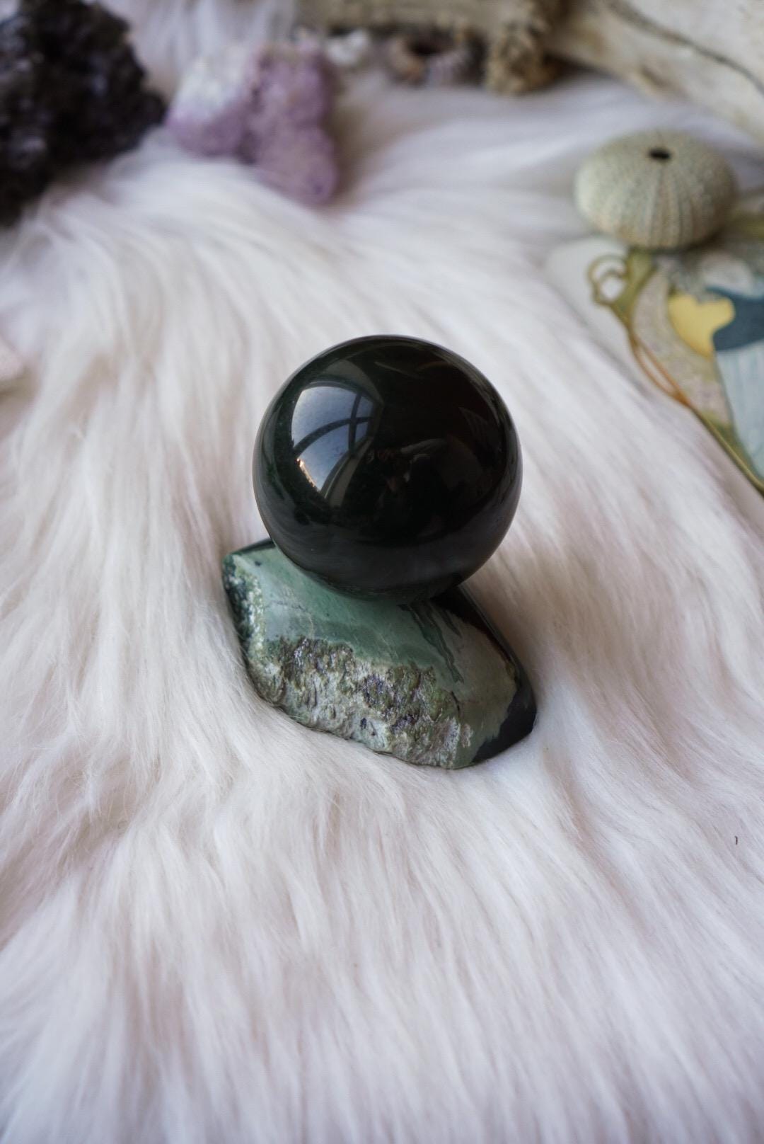 Rare Siberian Jade Sphere With Stand | Rare Nephrite Crystal Ball | Handcrafted Polished Jade ...