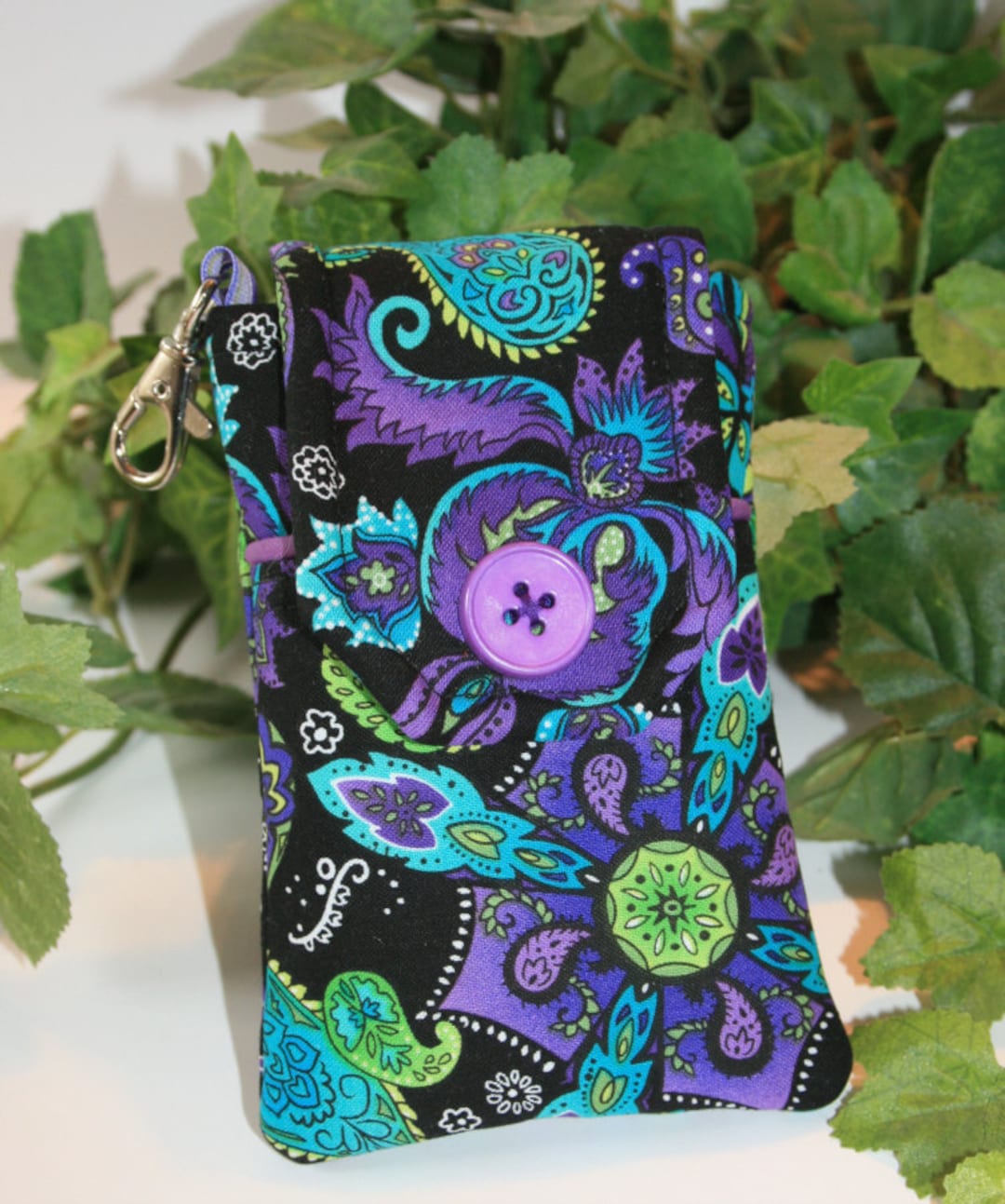 Handmade Cotton Phone Pouch, Magnetic Snap, Lobster Clasp, Custom Made ...