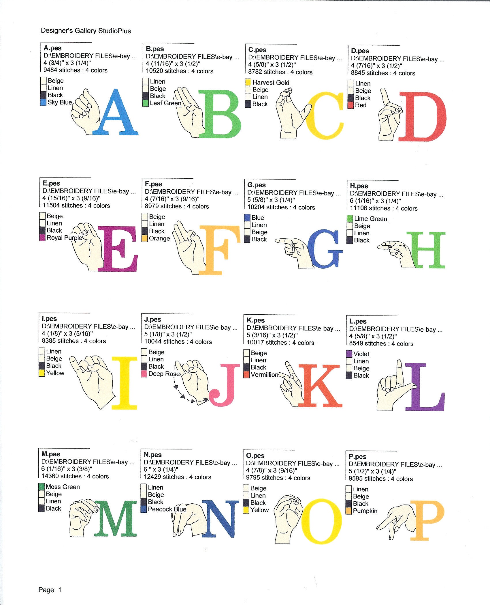 Sign Language Alphabets Machine, Instant Downloads, Alphabet Embroidery ...