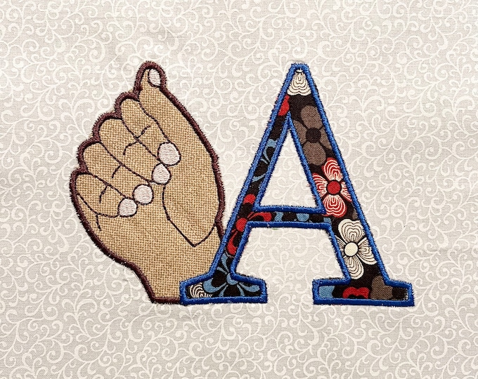 Sign Language Alphabets Appliques , Instant Downloads, Machine Alphabet ...