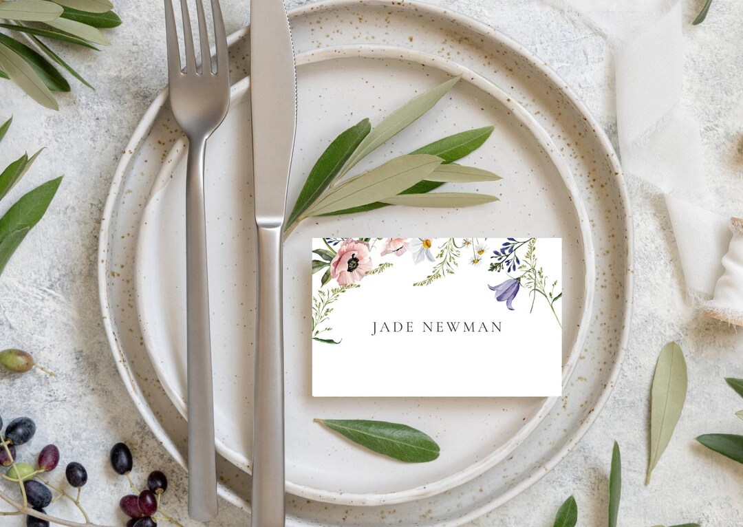 Floral Border Table Name Card Template - Etsy UK