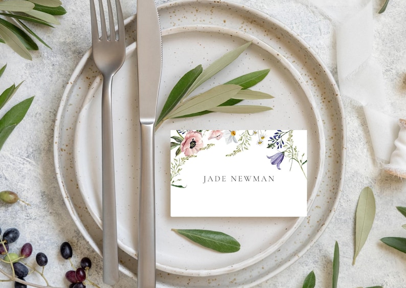 Floral Border Table Name Card Template - Etsy Australia