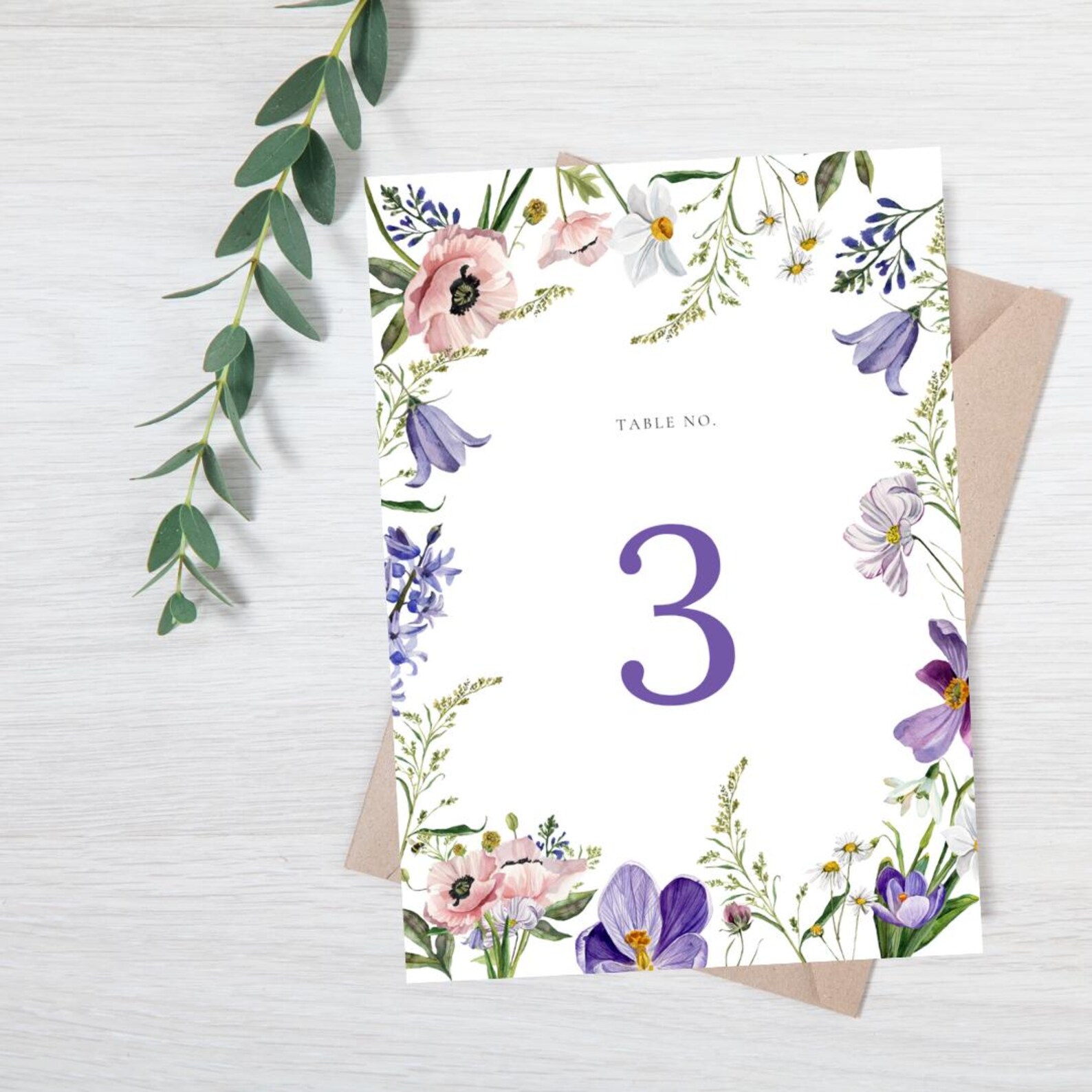 Floral Border Table Number Template - Etsy