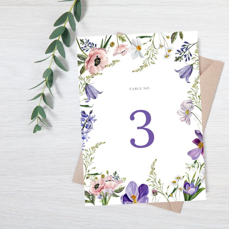Floral Border Table Number Template - Etsy