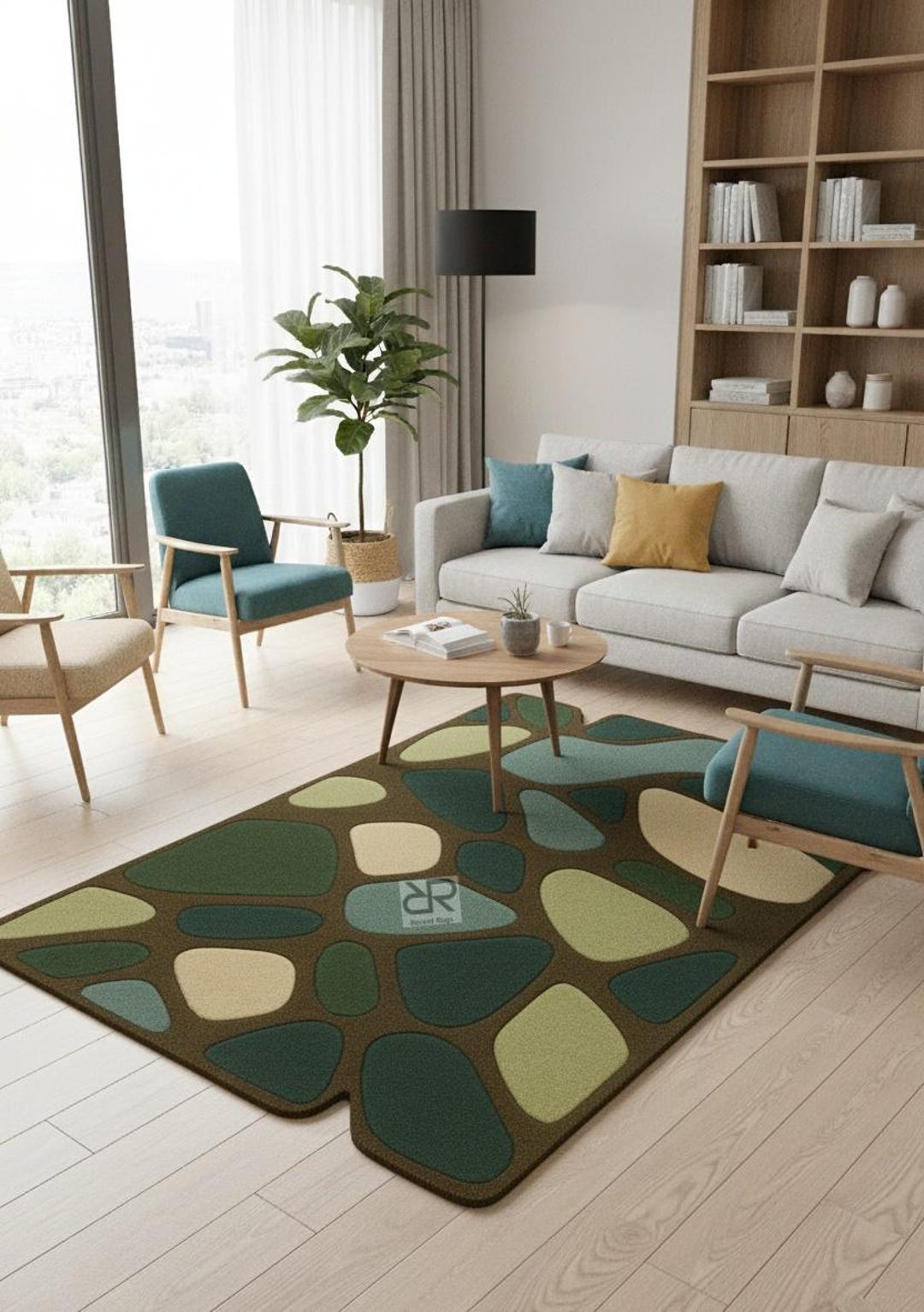 Pebble Stone Pattern Rug | Earthy Green Hand-tufted Wool Carpet - Etsy
