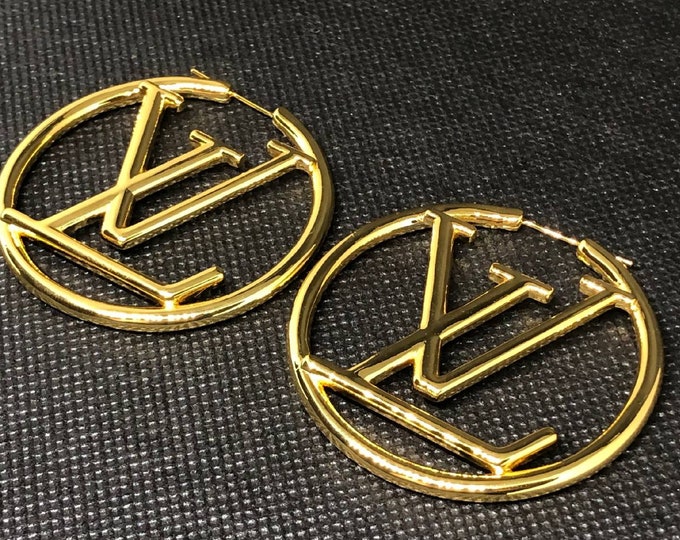 Vintage Louis Vuitton Gold Classic LV Hoop Earrings - Etsy