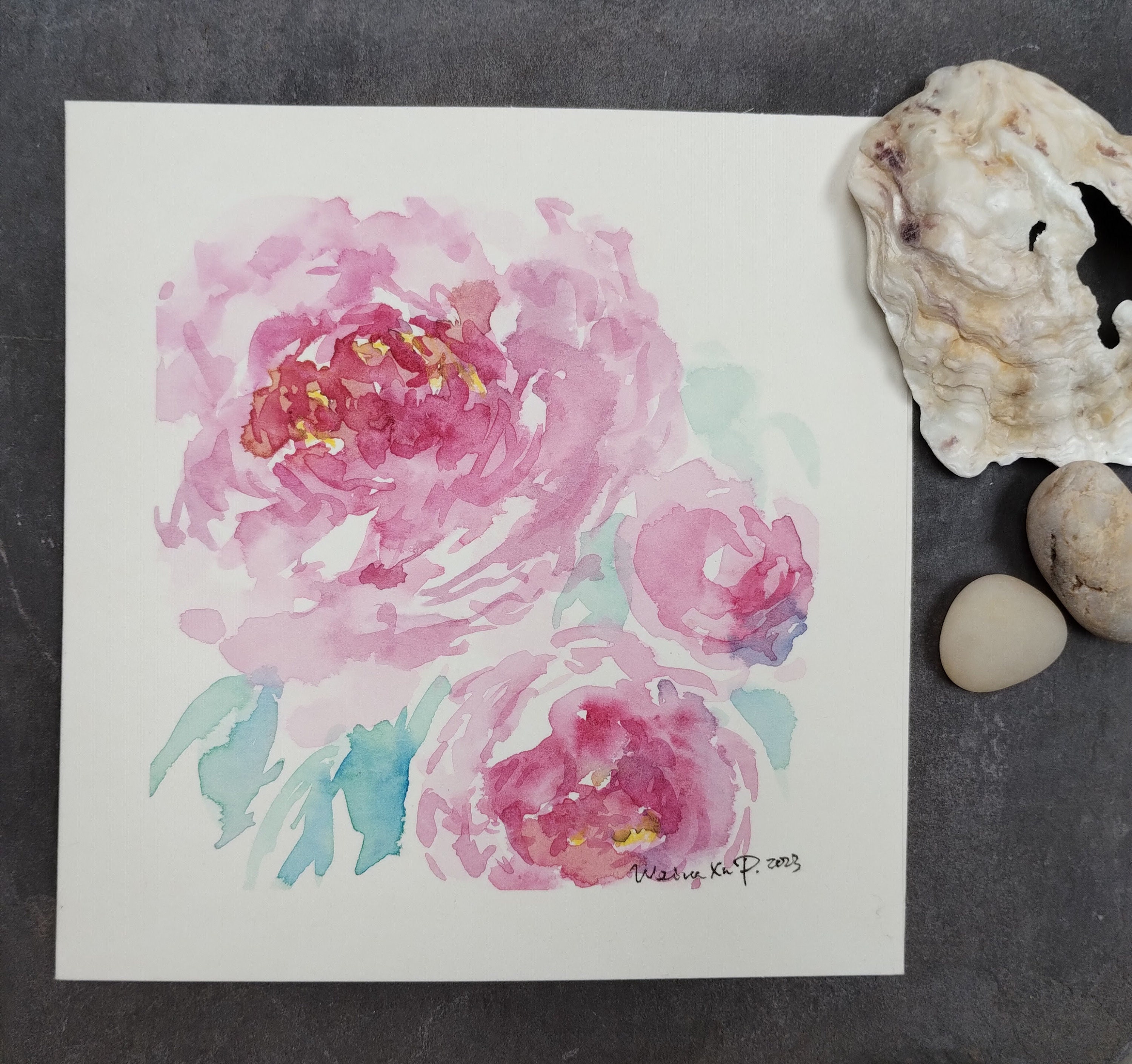 Original Artwork Cards, Pink Roses (series of 2) - Etsy