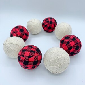 Burlap and Red/black Buffalo Check Fabric Wrapped Balls- Bowl Filler ...
