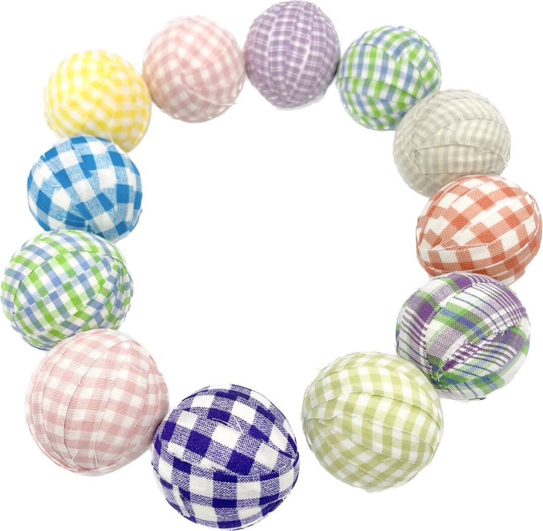 Pastel Gingham Check Fabric Wrapped Balls, Easter Spring Bowl Filler ...