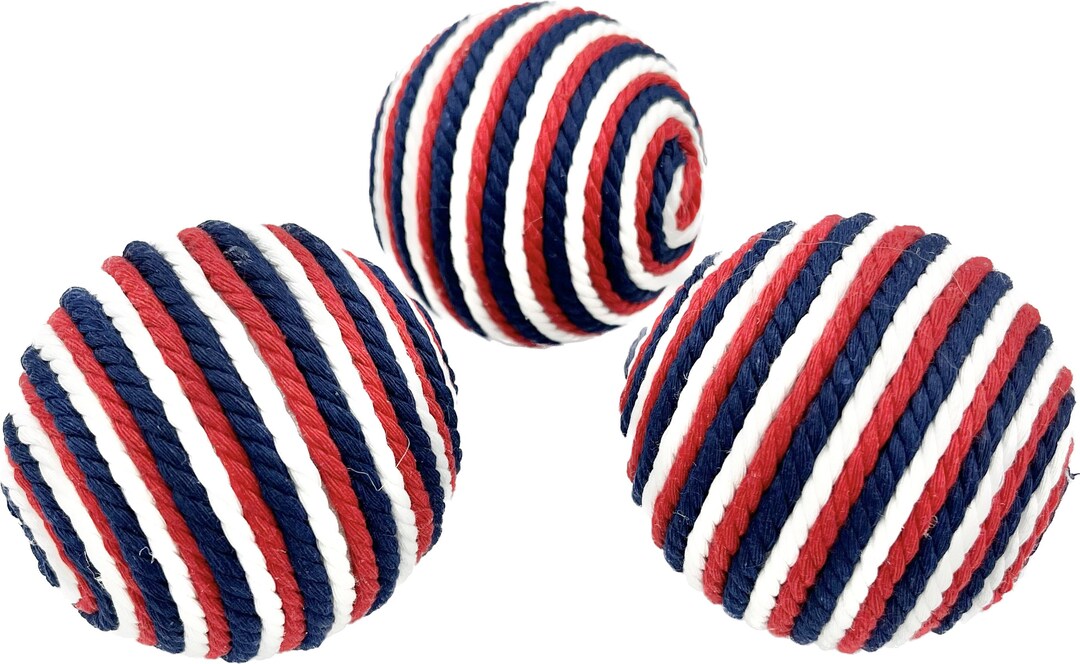 Red White Blue Yarn Rope Wrapped Decor Balls- Patriotic Bowl Filler Set ...