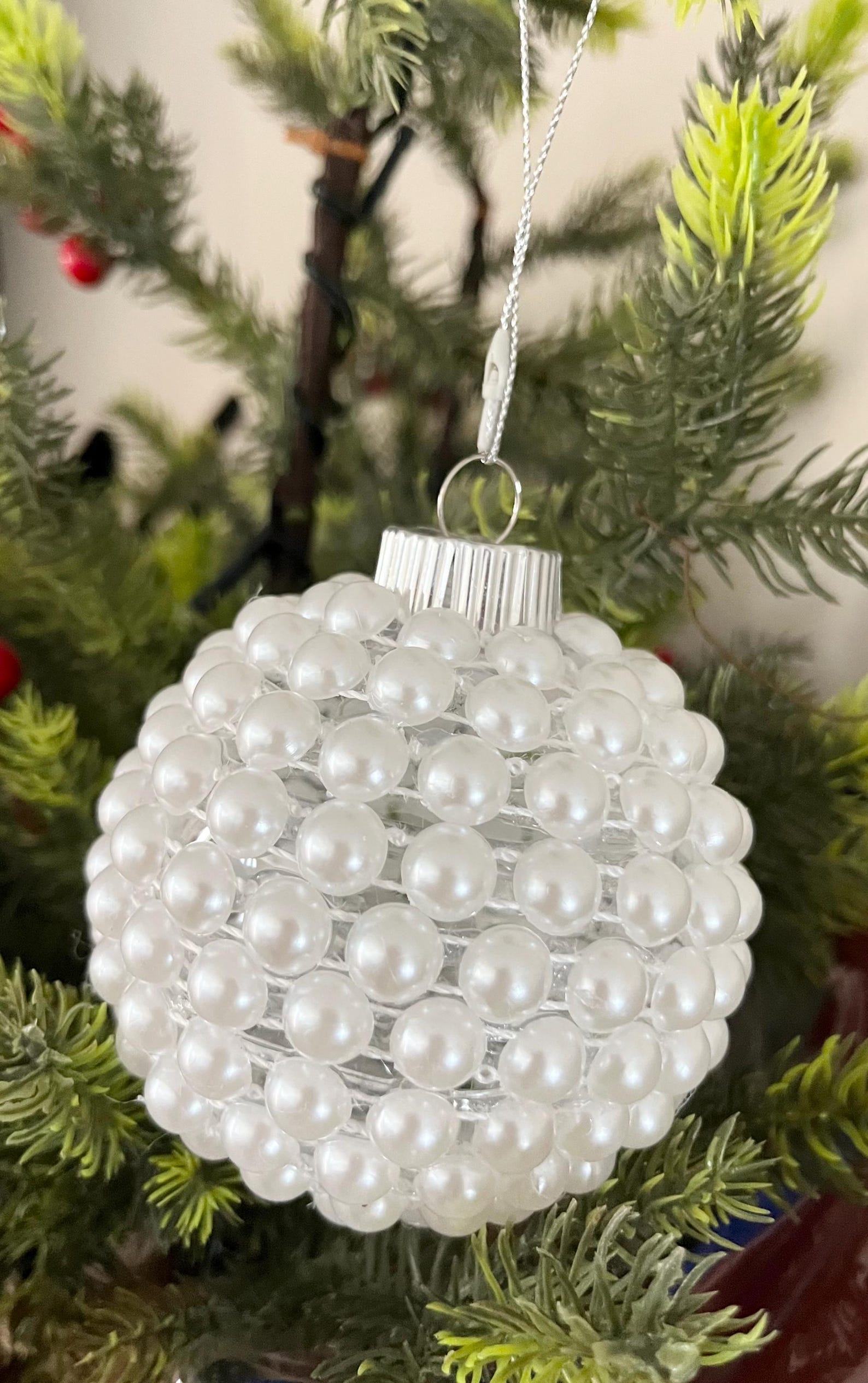 Large 3.5" Pearl Christmas Ornament Half Back Pearls Elegant Glam ...