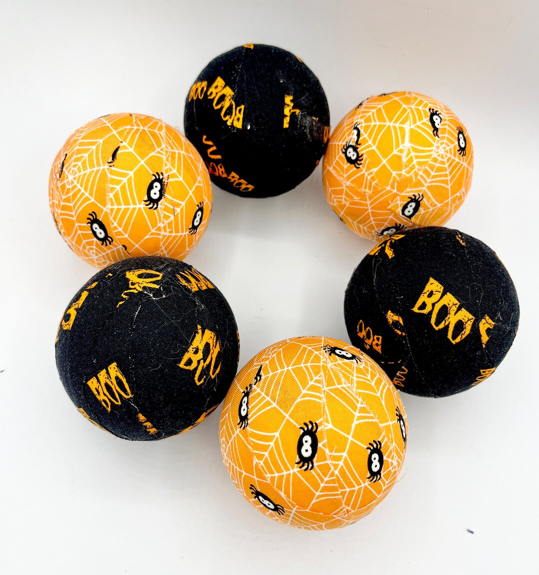 Spiders! Boo! Halloween Balls, Holiday Decoration, Orange and Black - Etsy