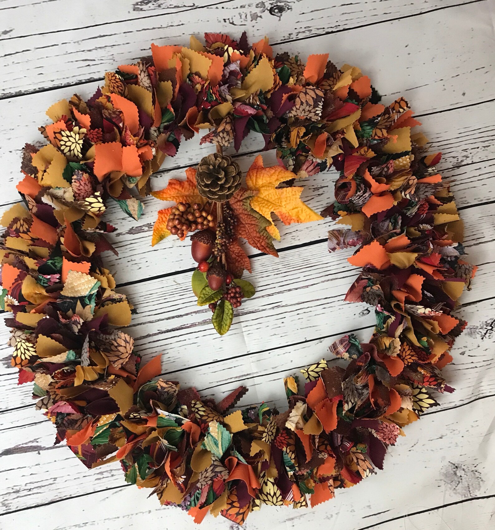 Autumn Harvest Rag Tie Fall Thanksgiving Wreath Pick Center - Etsy