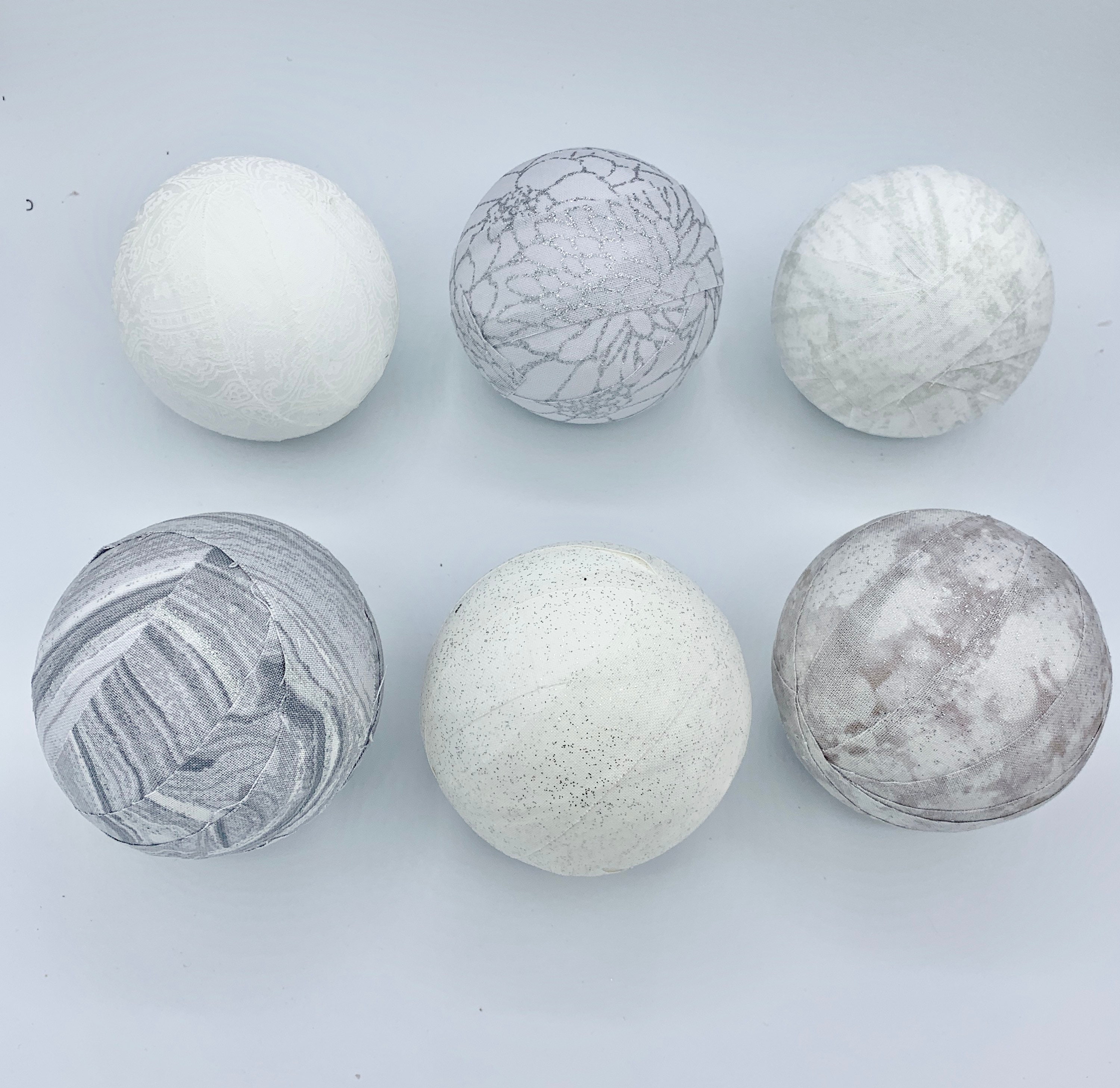 White Grey fabric wrapped balls wedding farmhouse decor | Etsy