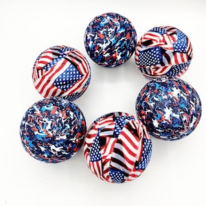 Patriotic Fabric Wrapped Balls: American Flag & Confetti Bowl Fillers ...