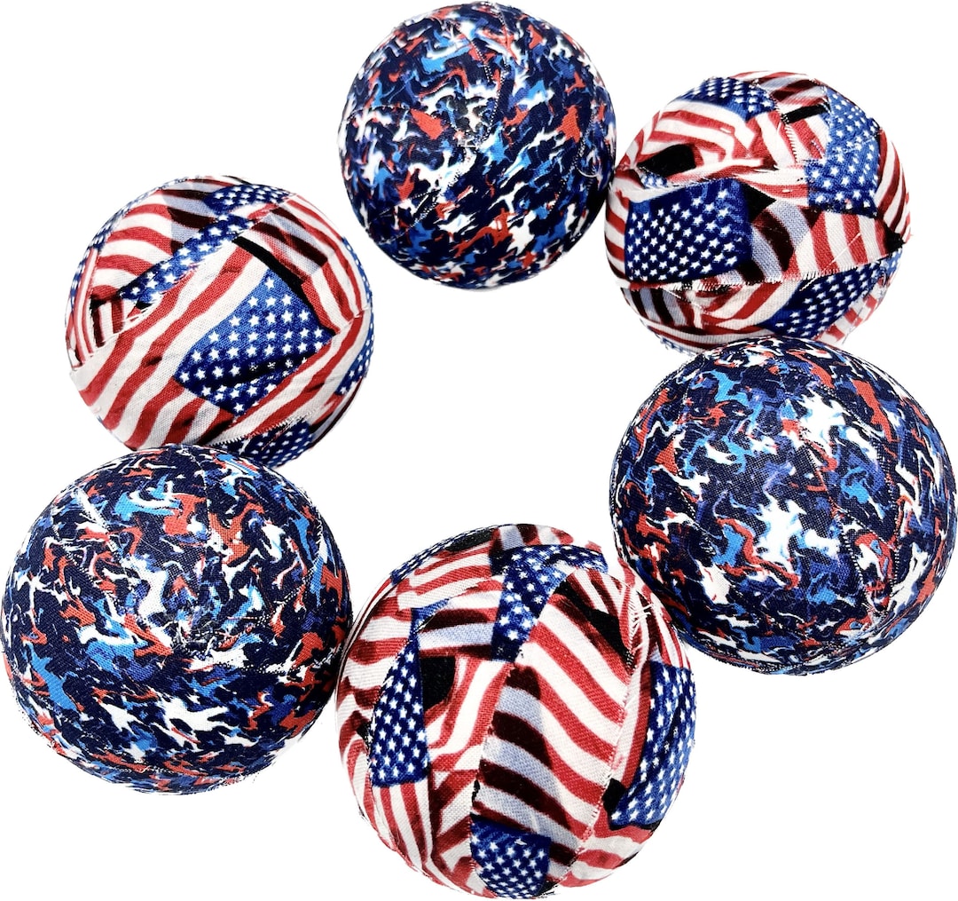 Patriotic Fabric Wrapped Balls: American Flag & Confetti Bowl Fillers ...
