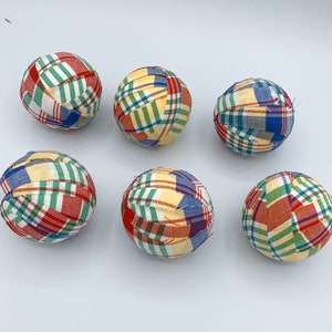 Summer Plaid Fabric Wrapped Balls - Bowl Filler Orb Set - Decorative ...