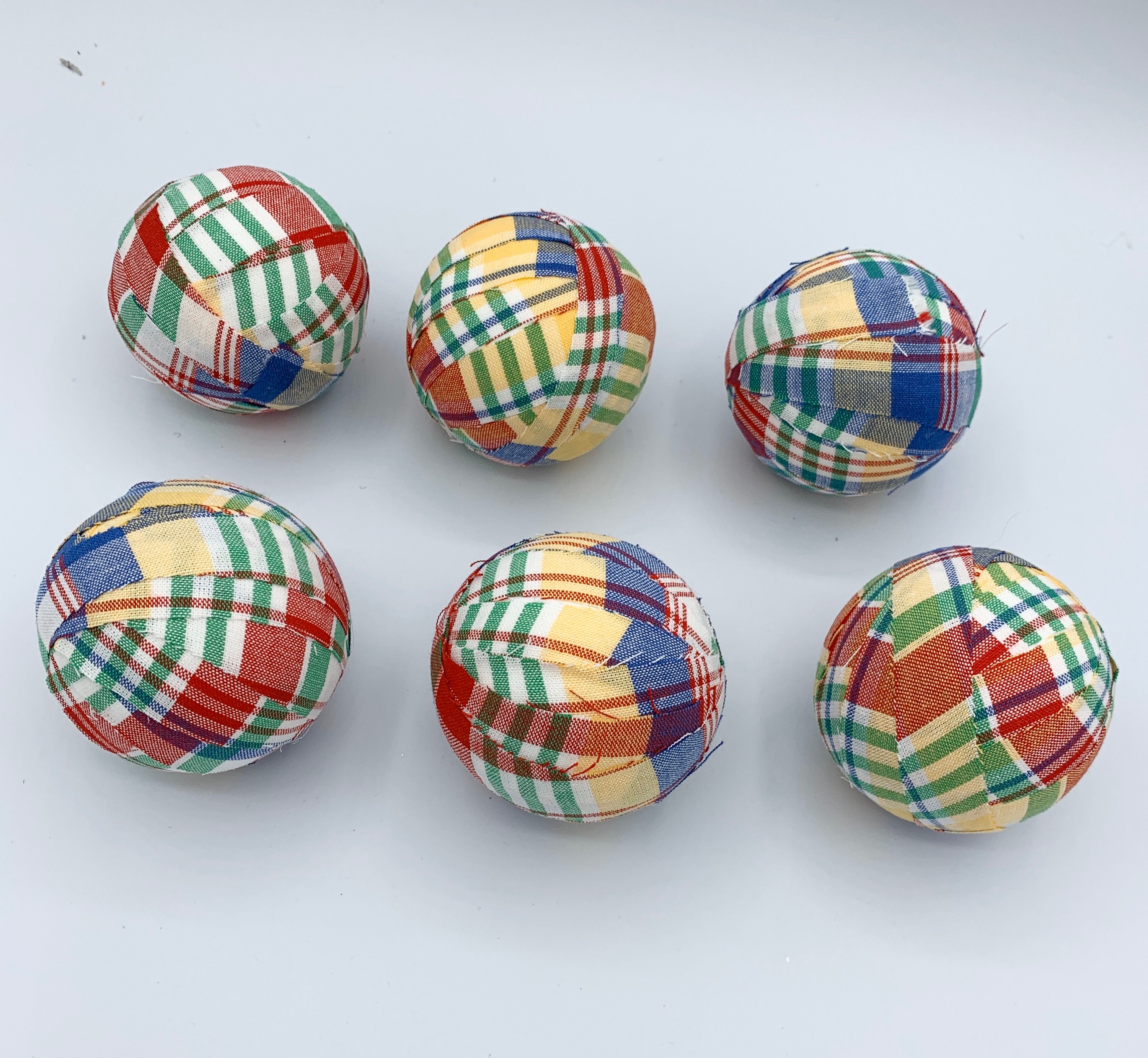 Summer Plaid Fabric Wrapped Balls - Bowl Filler Orb Set - Decorative ...