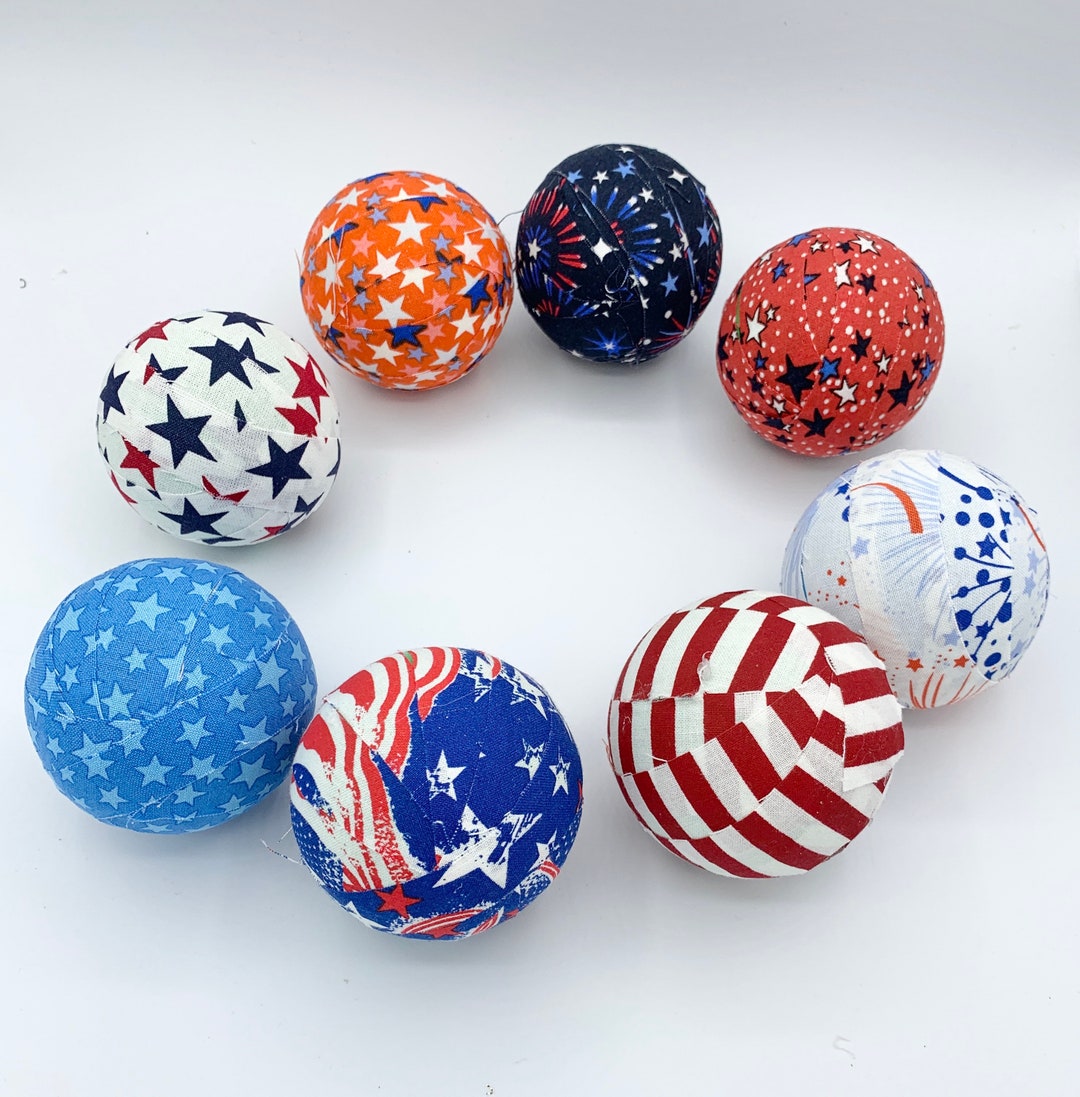 Patriotic 2.5” Red, White, Blue Fabric Wrapped Balls- Various Patterns ...