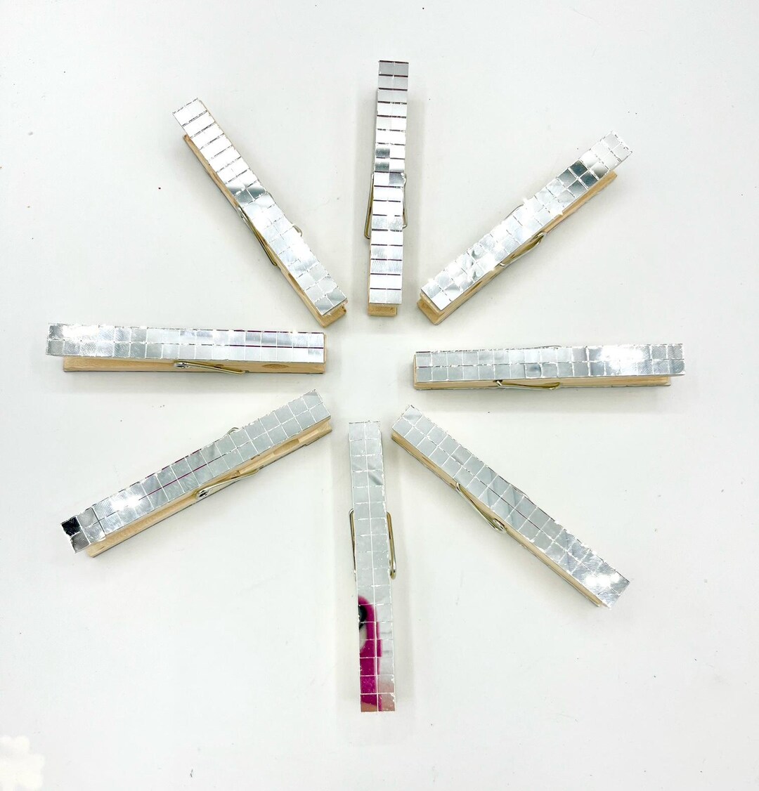 Mosaic Tile Clothespins: Silver Sparkle Décor Clips, Set of 8 - Etsy