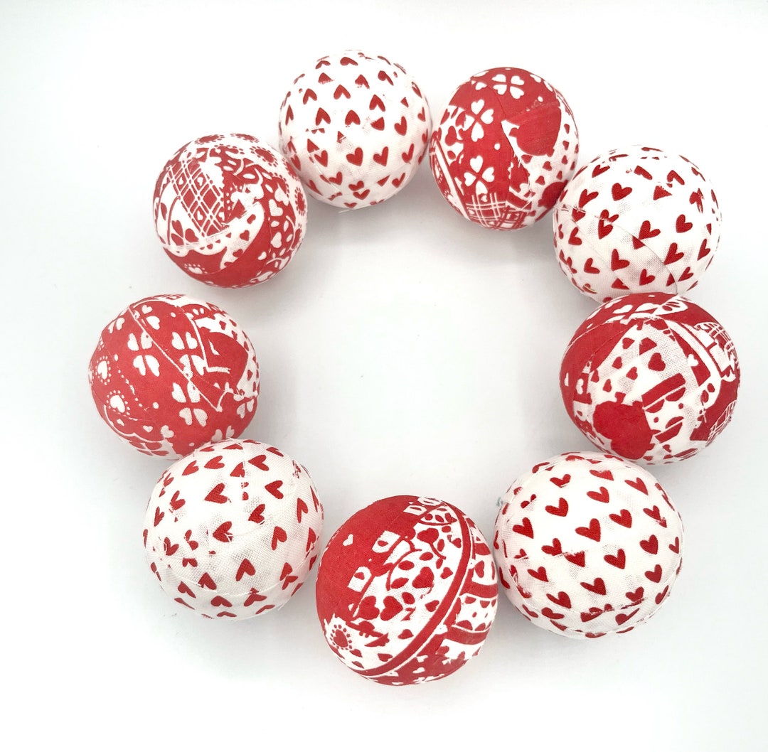Collage of Love Fabric Wrapped Balls, Valentine’s Day Decoration, Red ...
