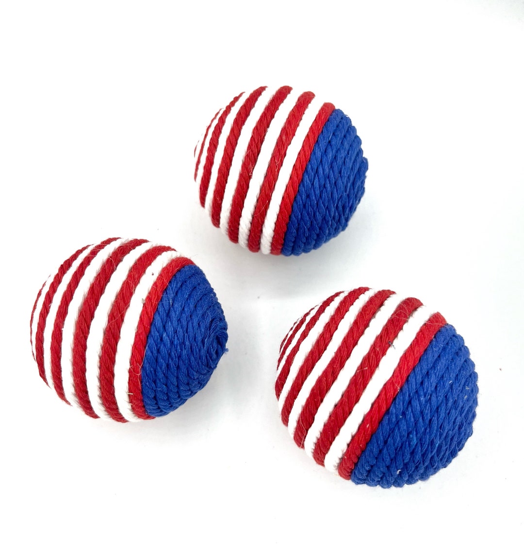 American Flag Red White Blue Rope Wrapped Balls- Patriotic Bowl Filler ...
