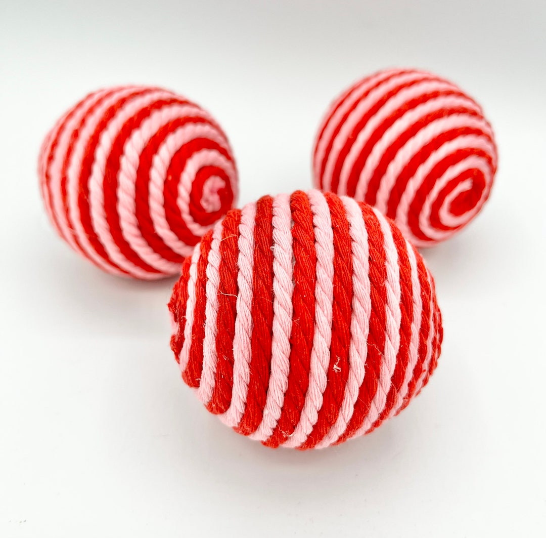 Valentine’s Day Rope Wrapped Balls, Pink/red or Pink/white Combo, Bowl ...
