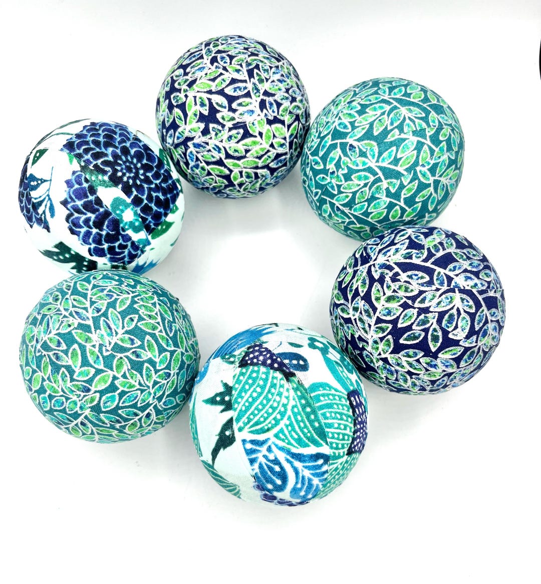 Turquoise Teal Geeen Blue Flowers and Leaves Fabric Wrapped Bowl ...