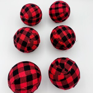 Red and Black Buffalo Check Plaid Fabric Wrapped Balls- Bowl Filler Set ...