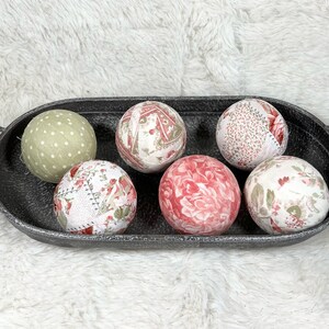 English Garden Fabric Wrapped Balls, Spring Bowl Filler, Set of 6, Home ...