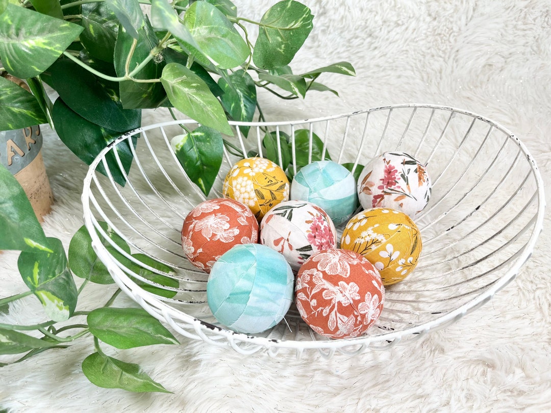 Desert Chic Spa Fabric Wrapped Balls, Rust Mustard Green White Blue ...
