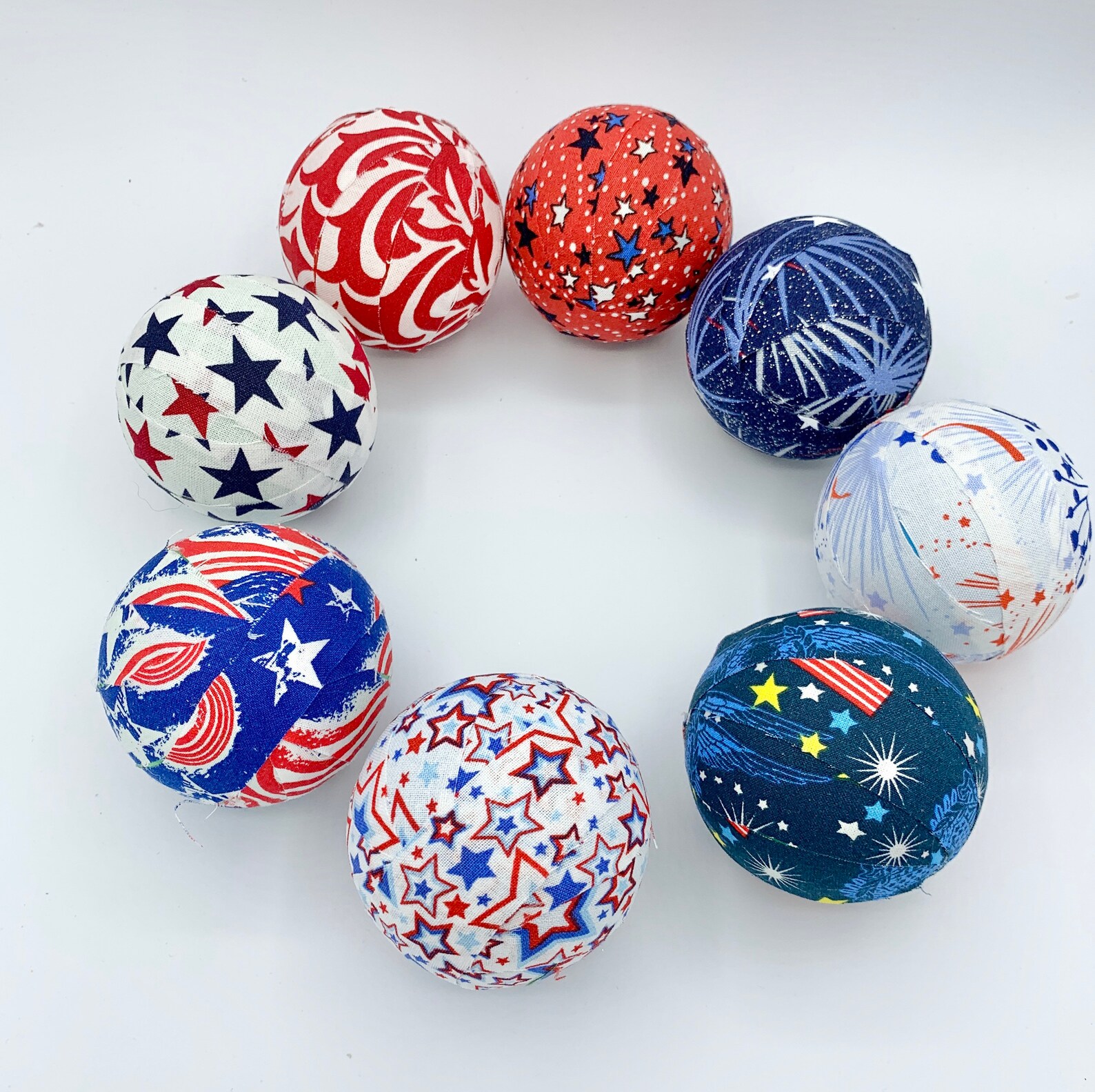 Patriotic 2.5 Red White Blue Fabric Wrapped Balls Various - Etsy