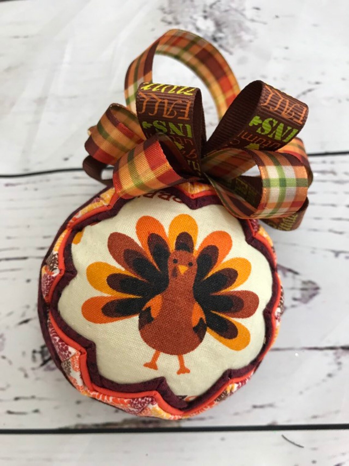 Gobble Til You Wobble Thanksgiving Turkey Fabric Ornament Ball, Scented ...