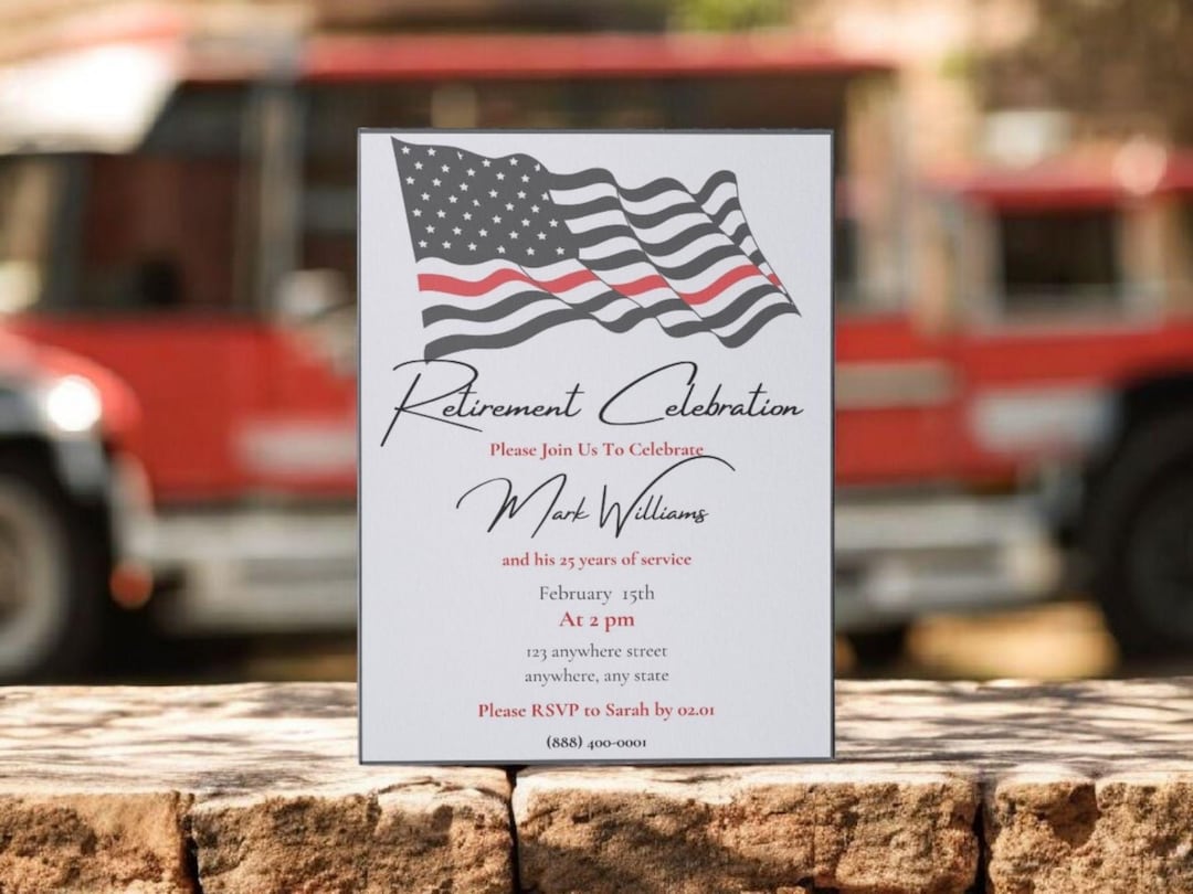 Firefighter Retirement Invitation-batallion Chief- Firefighter Flag ...
