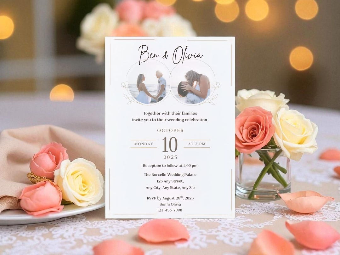 Elegant Wedding Photo Invitation | Elegant Minimalist Design With ...