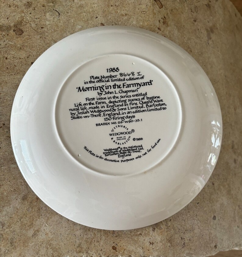 Vintage 1988 Limited Edition Wedgwood morning in the Farmyard No 8648 Collectors Decorative ...